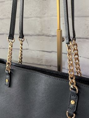 Michael Kors | Bags | Michael Kors Navy Saffiano Leather Tote With Gold ...